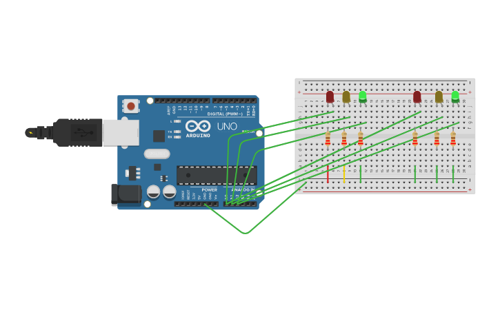 Circuit design Semaforo en placa arduino - Tinkercad