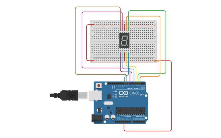 Circuit design Seven Segment Display - Tinkercad