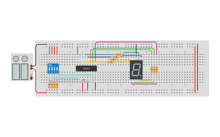 Circuit design Display de 7 segmentos - Tinkercad