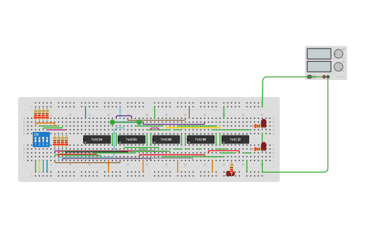 Circuit design 2 bits - Tinkercad