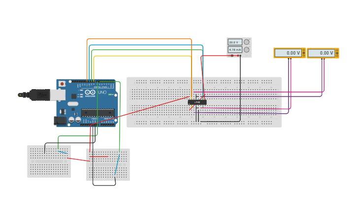 Circuit design LINE-FOLLOWER with 2 ir sensors - Tinkercad