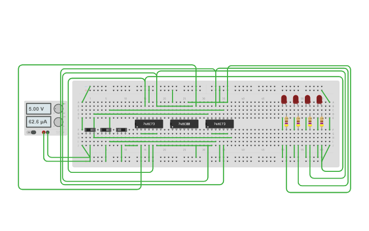 Circuit design DECADE COUNTER - Tinkercad