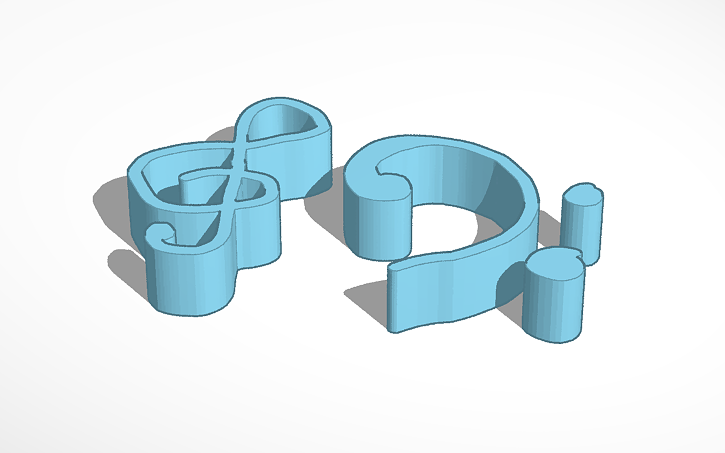 3D design Treble and Bass clef - Tinkercad