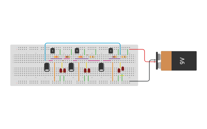 Circuit design Super LED Chaser | Tinkercad