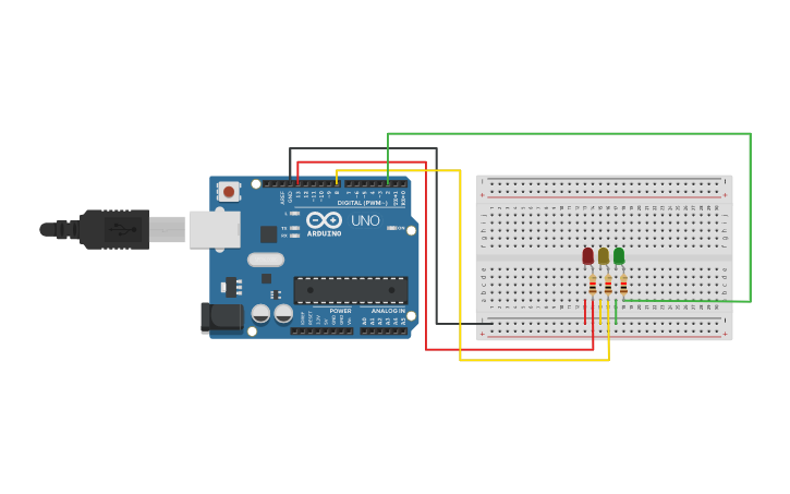 Circuit design Traffic Signal (stop) - Tinkercad