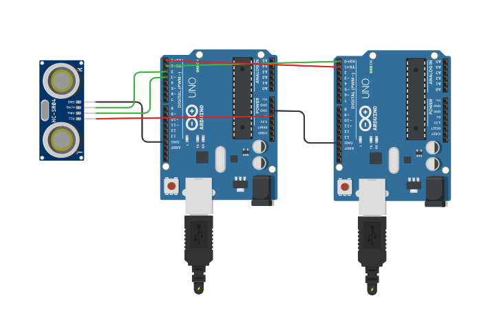 Circuit Design Usart Communication Between Two Arduino With Ulrasonic