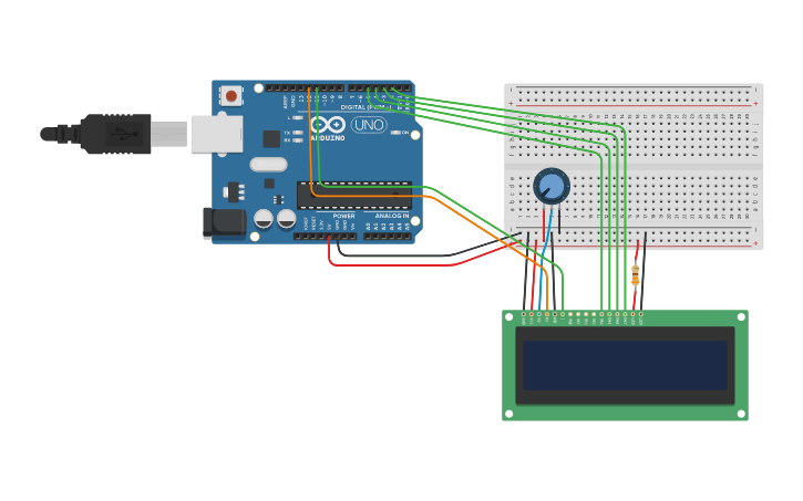 Circuit design 16x2 LCD - Tinkercad