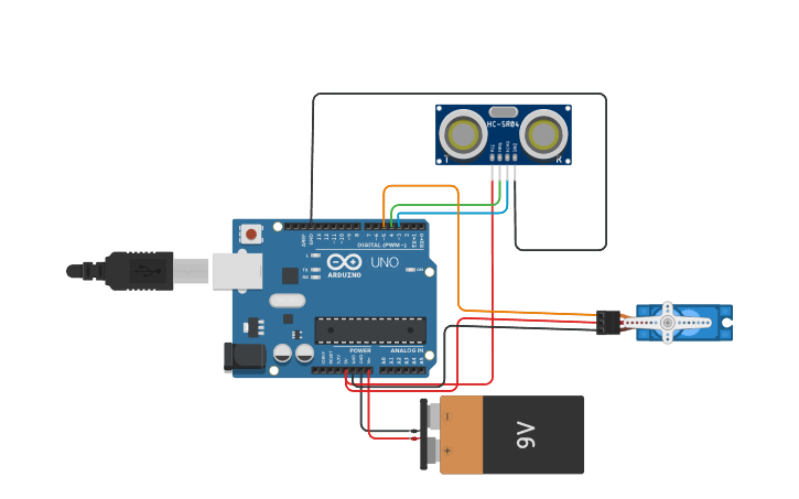 Circuit design SMART TRASH CAN - Tinkercad