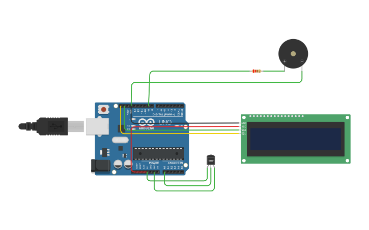 Circuit design tmp 36 sensor - Tinkercad