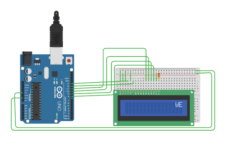 Circuit design LCD Scrolling - Tinkercad