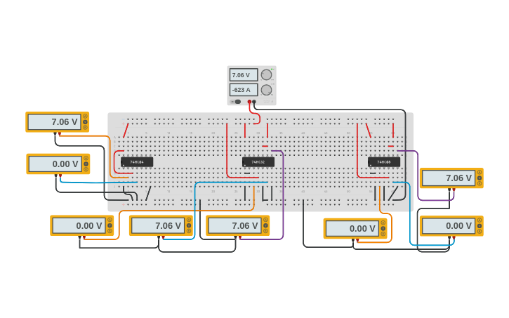 Circuit design 3 IN ONE, NOT, OR & AND Logic Gates - Tinkercad