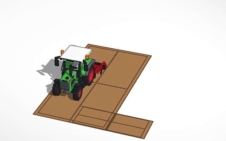 3D design Fendt 308c with evers cultivator - Tinkercad