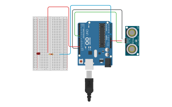 Circuit Design Ultrasonic Sensor Tinkercad