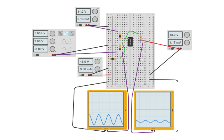 Circuit design Lab 2: Subtractor Op-Amp | Tinkercad