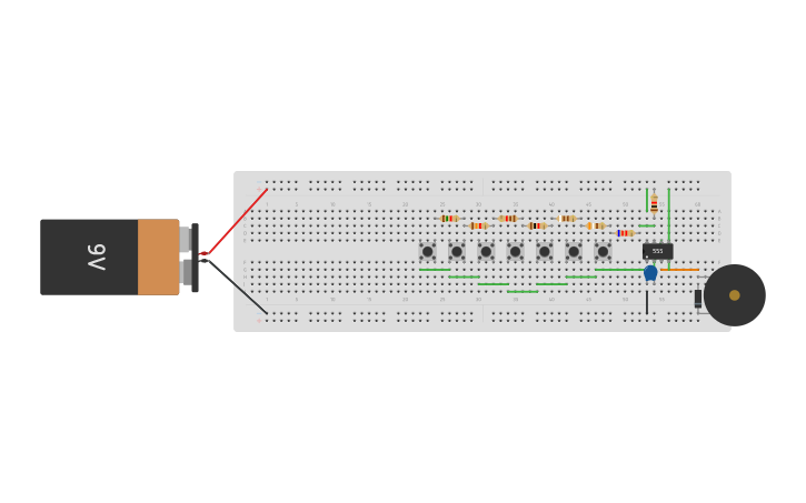 Circuit design piano 555 - Tinkercad