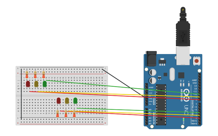 Circuit Design 6 Leds Tinkercad
