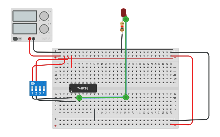 Circuit design AND Gate - Tinkercad