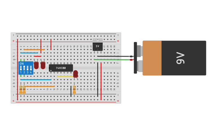 Circuit design NAND 7400 | Tinkercad