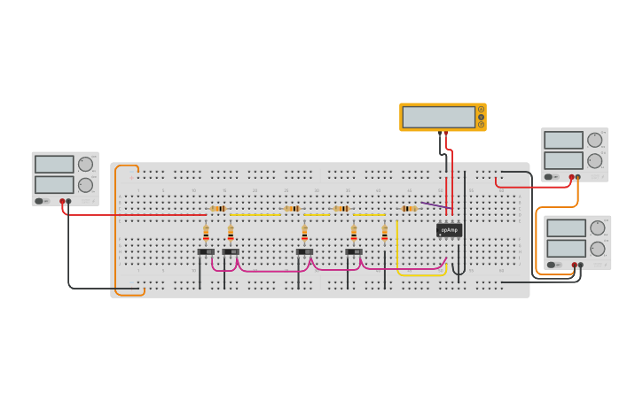 Circuit design Proyecto DAC R2R II Parcial - Tinkercad