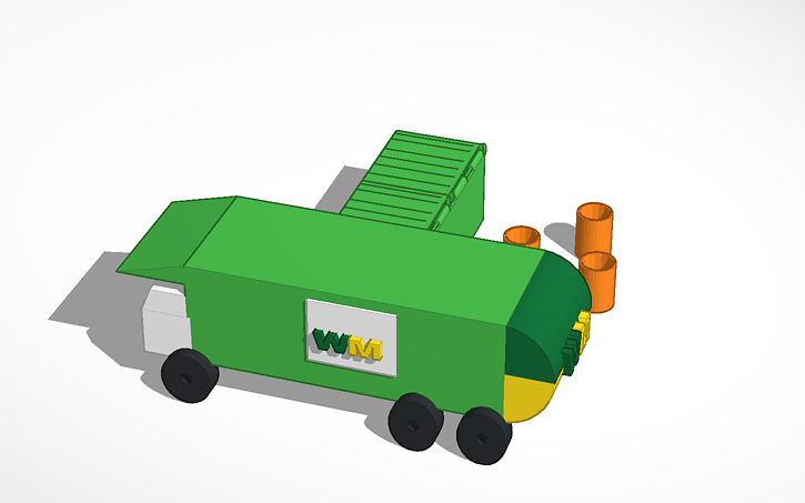 3D design dumpster truck and dumpster - Tinkercad