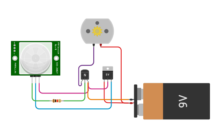 Circuit design FANS IN ROOM AND HALL - Tinkercad