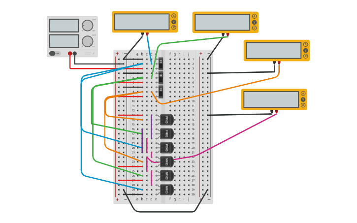 Circuit design NOR3 - Tinkercad