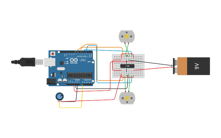 Circuit design DC_motor | Tinkercad