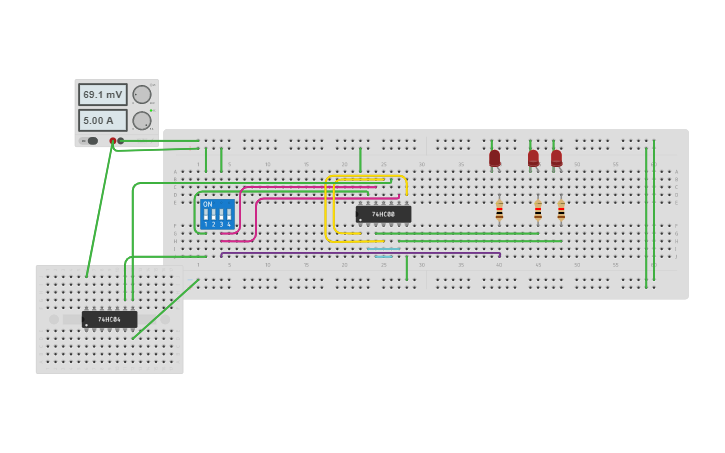 Circuit design D FLIP FLOP | Tinkercad