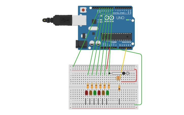 Circuit design Semaforo - Tinkercad