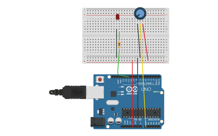 Circuit design Projeto Dimmer LED - Tinkercad