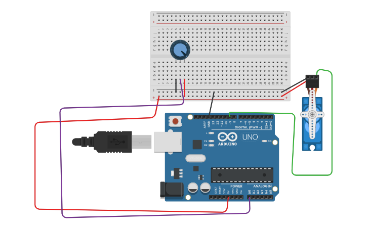 Circuit design R1.14 Servo Motor - Tinkercad