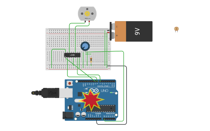 Circuit design DC Motor ldr - Tinkercad
