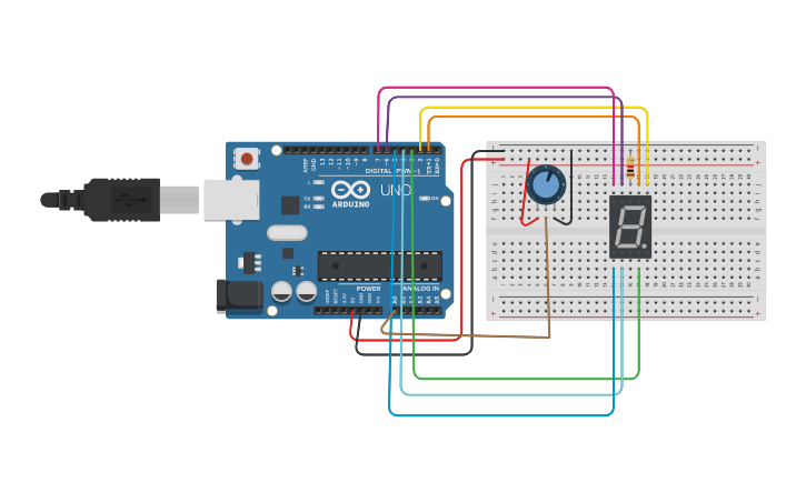 Circuit design sa3-7segment - Tinkercad