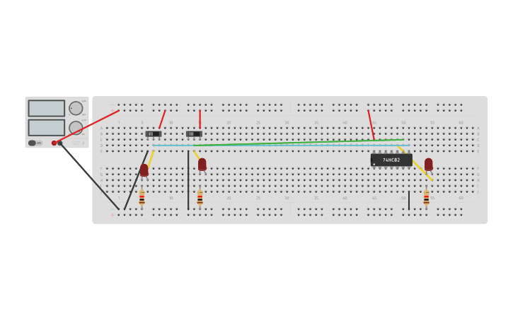 Circuit design A1 7402 NOR - Tinkercad