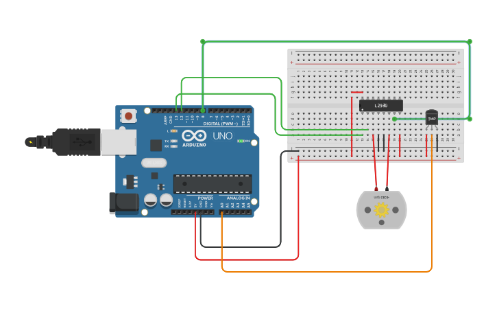 Circuit design temperature sensor dm401 - Tinkercad