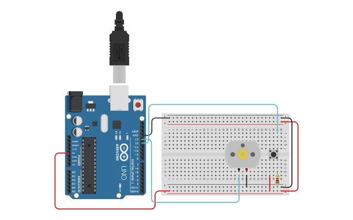 Circuit design DC Motor using Push Button Anti-Clockwise - Tinkercad