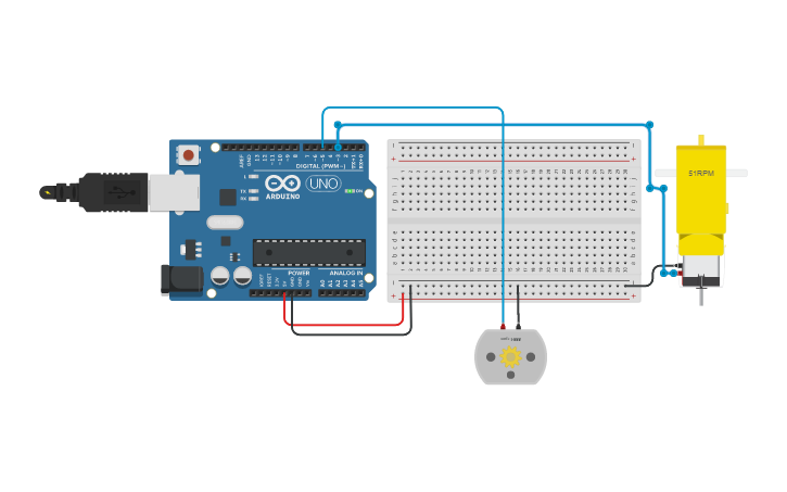 Circuit design Motores DC - Tinkercad