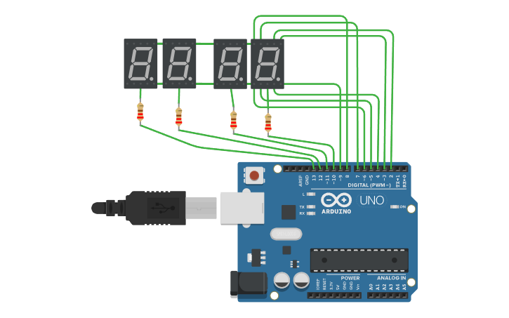 Circuit design 7Segment - Tinkercad