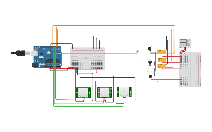 Circuit design three-smart street lights-monitoring-system - Tinkercad