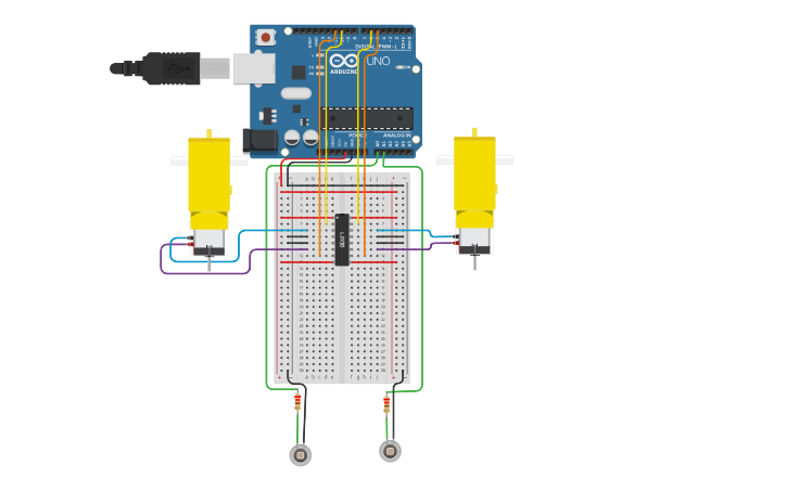 Circuit design seguidor de linea - Tinkercad