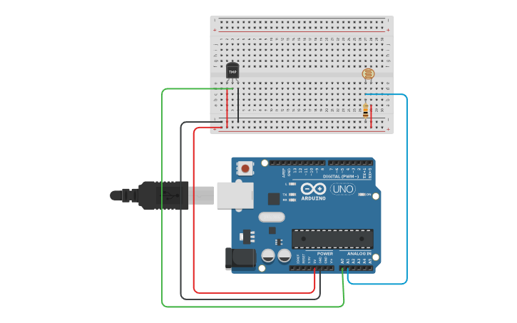 Circuit design Serial Communication - Sensors - Tinkercad