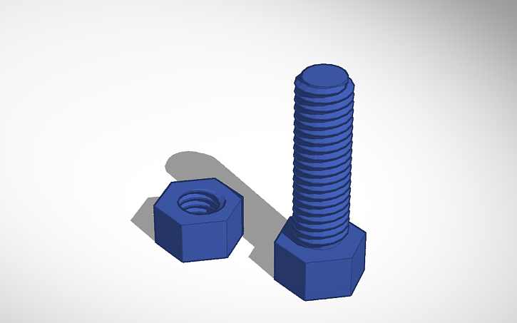 3D design Nut and Bolt - Tinkercad
