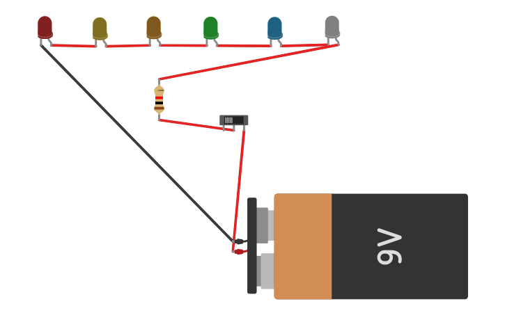 Circuit design Conectar varios LEDS con interruptor - Tinkercad