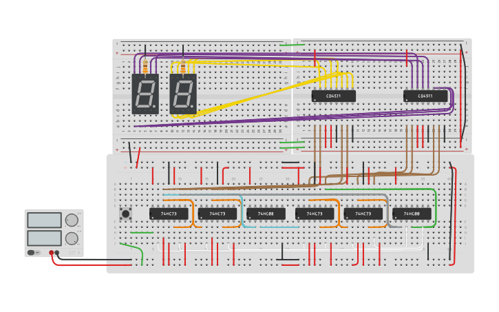 Circuit design contador 0-99 - Tinkercad