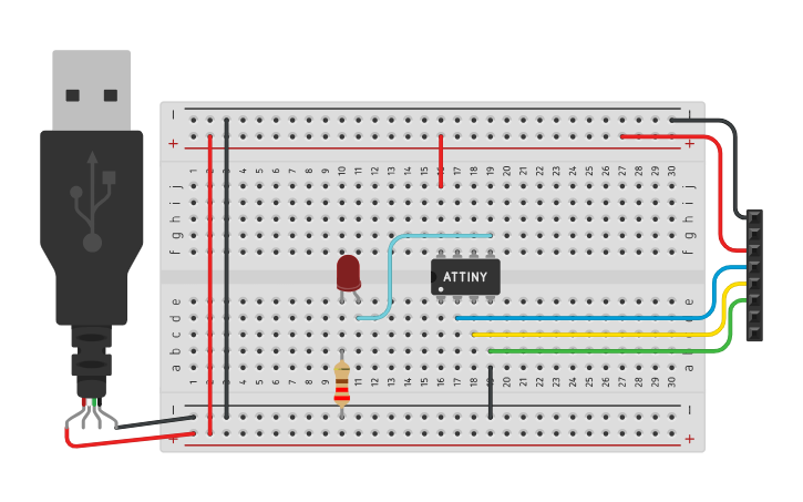 Circuit design 8-pin header (starter8PinHeader) - Tinkercad