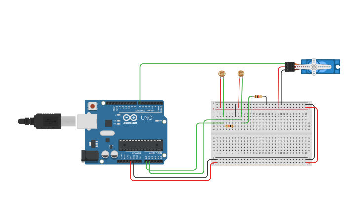 Circuit design Arduino Solar Tracker Solar Panel - Tinkercad