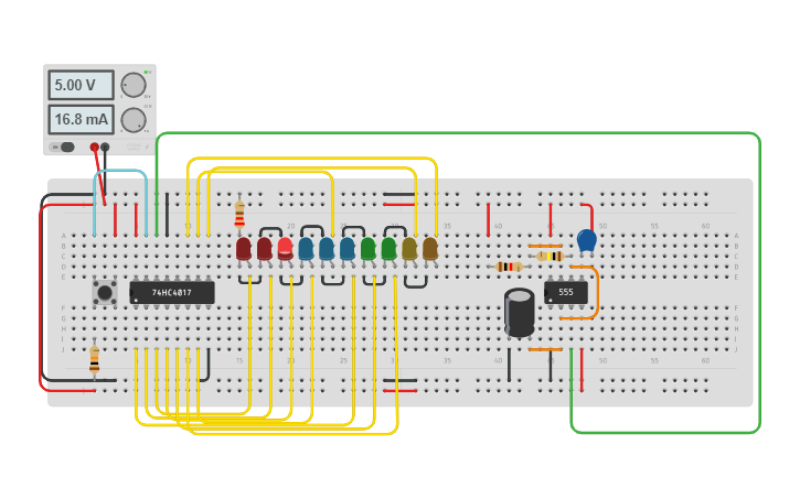 Circuit design Sequencial led - Tinkercad