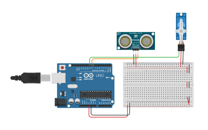 Circuit design Servo-sensor - Tinkercad