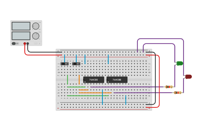 Circuit design Half Adder | Tinkercad