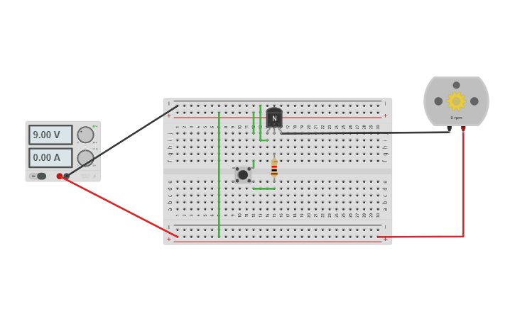 Circuit design Circuito para encender un motor con transistor - Tinkercad Circuit design Circuito para encender un motor con transistor - Tinkercad